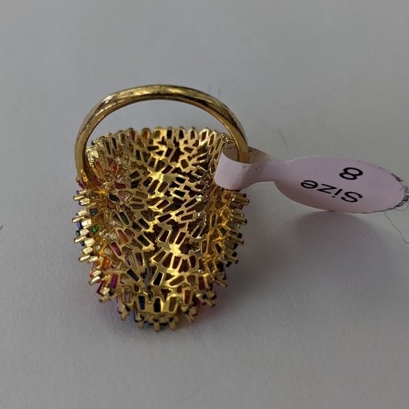 Jewelry | Nwt 925 Gold Plated Rainbow Color Crystal Ring | Poshmark